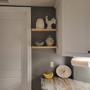 Modern Black Floating Shelf With LED Light, Thick Wall Shelf, Wooden ...