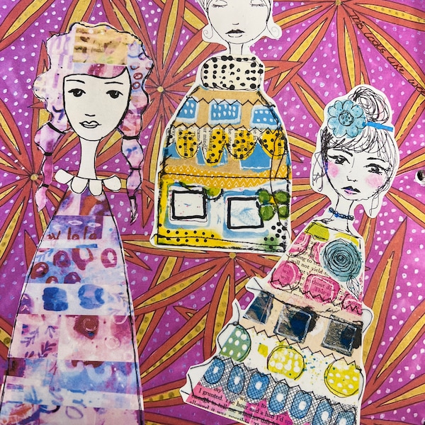 Collage Paper Doll Sticker Set #2 Mixed Media Paper Dolls Stickers ...