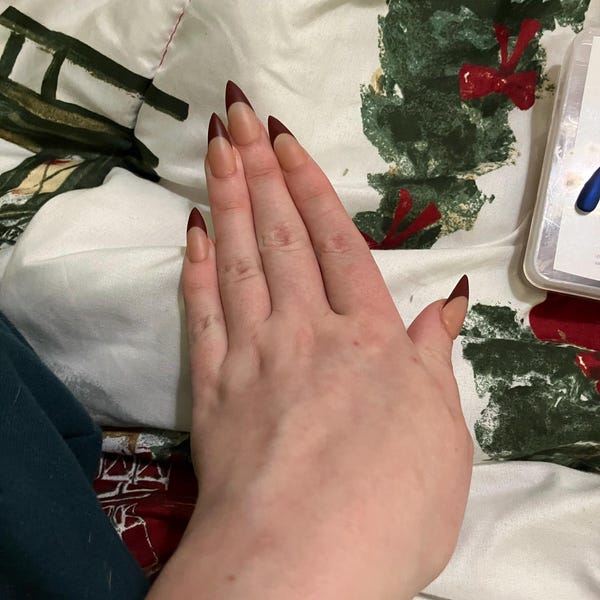 Merlot Minx-red Vampire French Tip Nails- Wine Red Gothic Vamp Luxury ...