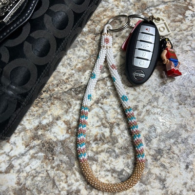 Custom Peyote Stitch Beaded Wristlet Lanyard Keychain - Etsy Canada