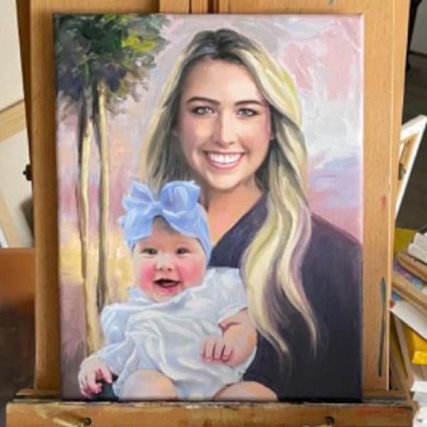 Family Portrait From Multiple Photo, Oil Color Family Portrait, DIY ...