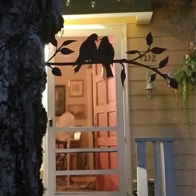 Love Birds Metal Tree Art Metal Bird Garden Steel Rusty Silver Copper ...