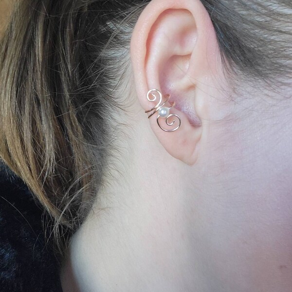 43)no Piercing Swirl Pearl Ear Cuff. Minimalist Ear Cuff. - Etsy