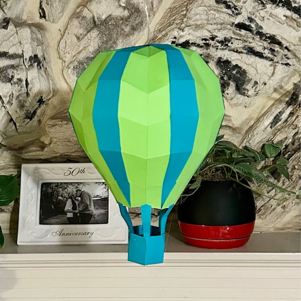 3D Hot Air Balloon Papercraft: Low Poly Wall Decor (PDF, SVG, DXF) - Etsy