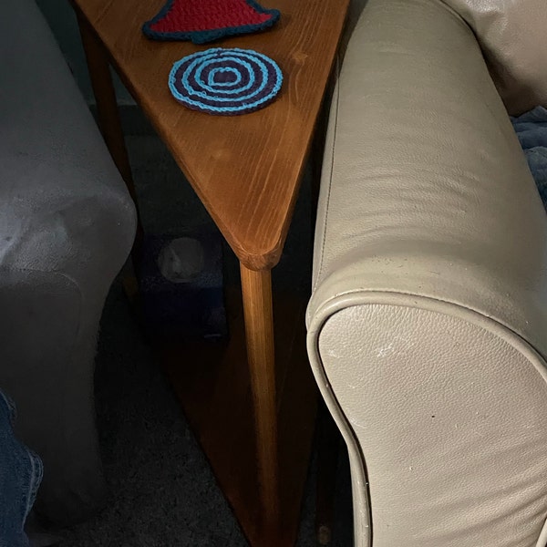 Triangular Side Coffee Table, Corner End Table, Minimalist Sofa Table ...