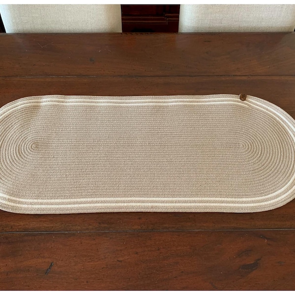 Handwoven Jute Oval Table Runner: Modern Gray Edge Centerpiece - Etsy