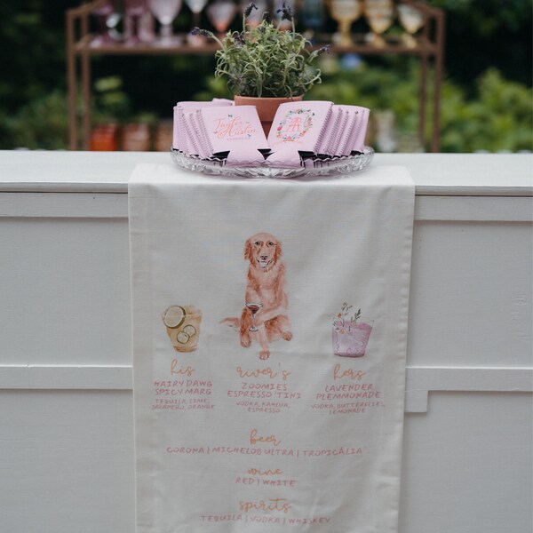 Sip and Be Seated Fabric Sign, Monogram Wedding Bar Sign, Linen Banner ...