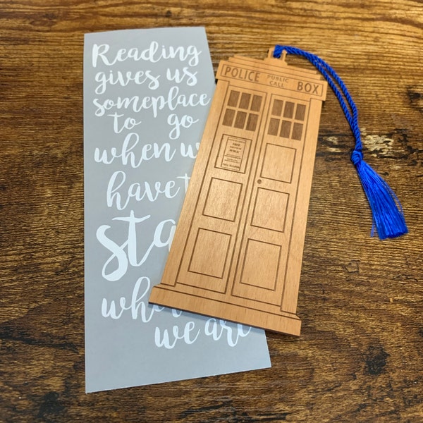 TARDIS Bookmark With Tassel - Laser Engraved Alder Wood - Doctor Who ...