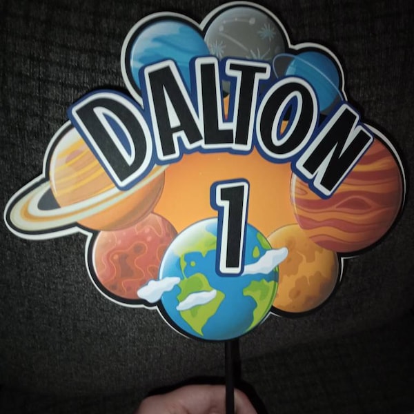 Custom Solar System Cake Topper - Space Cake Topper, Planets Birthday ...