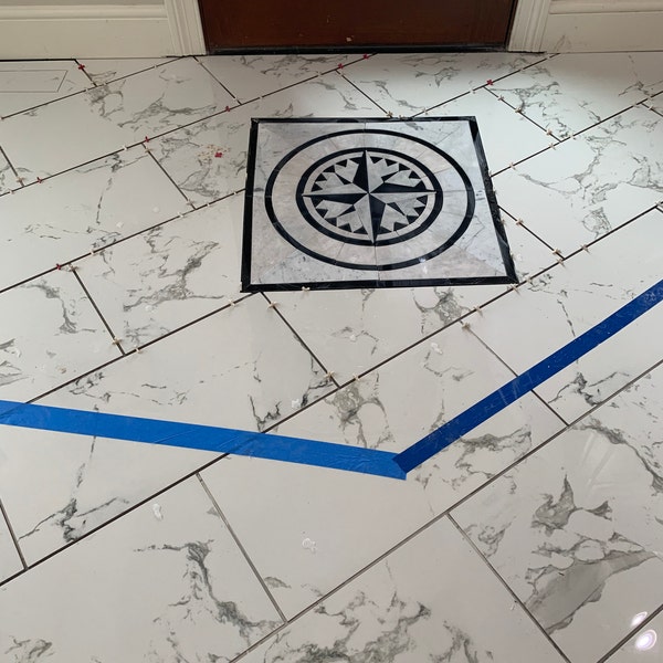 Floor Medallion Marble Mosaic Compass Rose Star Design M042 - Etsy