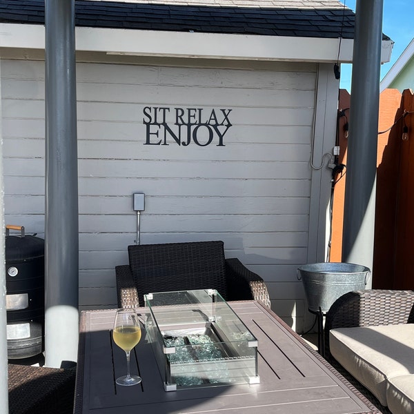 Sit Relax Enjoy Outdoor Metal Wall Art, Outdoor Wall Decor, Patio Decor ...