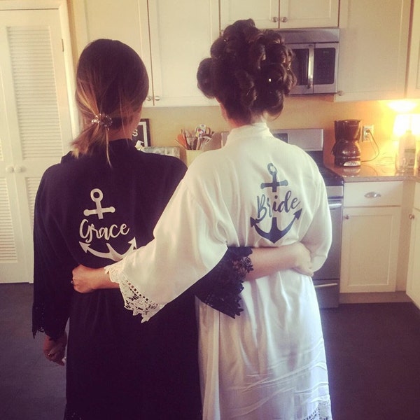 Nautical Bridesmaid Gift, One Size, Bridesmaid Robe, Personalized, With ...