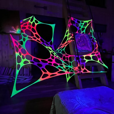 UV Green Event Decor, Trippy Ceiling Canopy, Psychedelic Wall Hanging ...