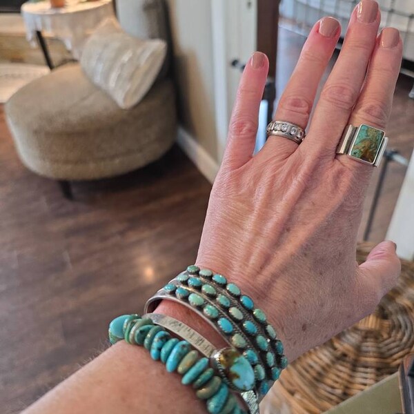 Beth Dutton Inspired Turquoise and Sterling Silver Large Statement Ring ...