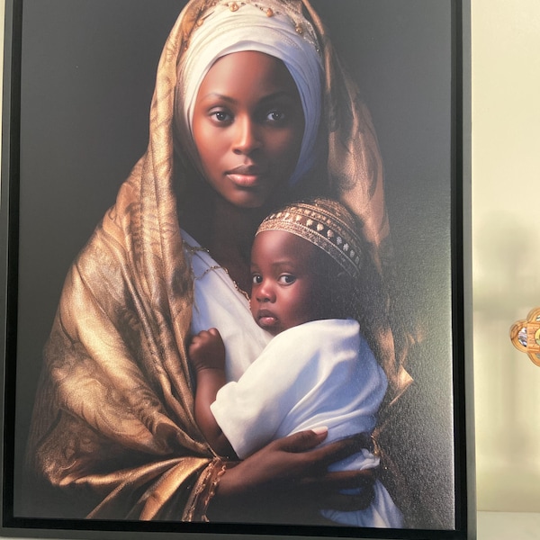 Our Lady of Kibeho Holding Child Jesus - Matte Canvas Art Print, Black ...