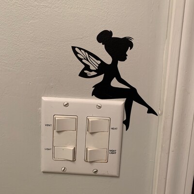 Tinkerbell Wall Decal, Tinkerbell Sitting on Light Switch, Tinkerbell ...