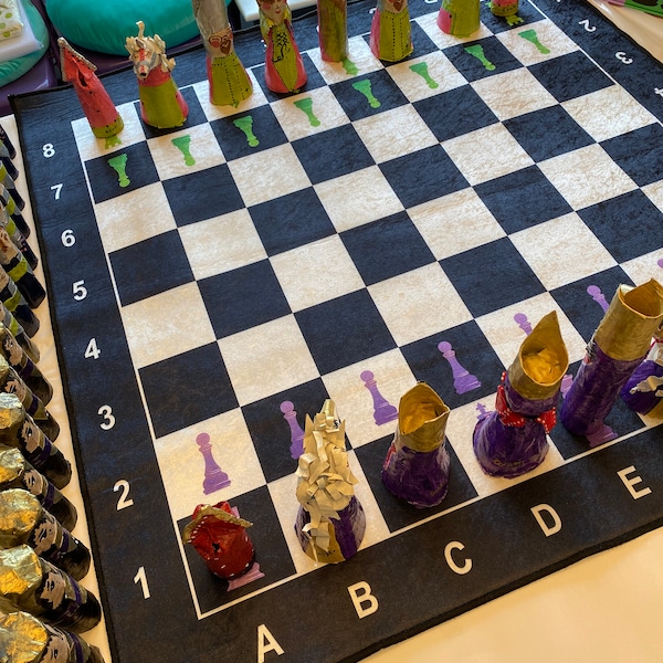 Chess Set With Board Rug • Vivid Color Printed Washable Non Slip Carpet ...