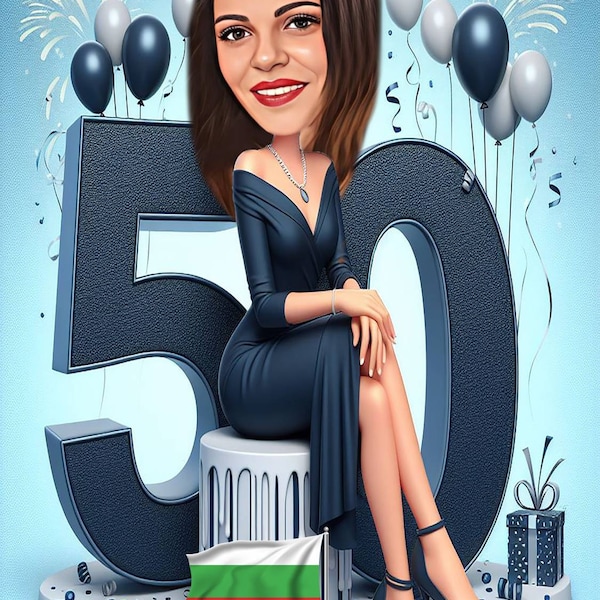 New Personalized 50th Birthday Caricature From Photos Happy Birthday ...