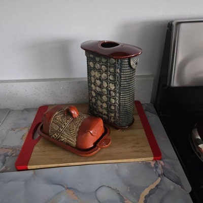 Oval Desktop Pencil and Pen Holder in Ancient Copper Glaze and Lively ...
