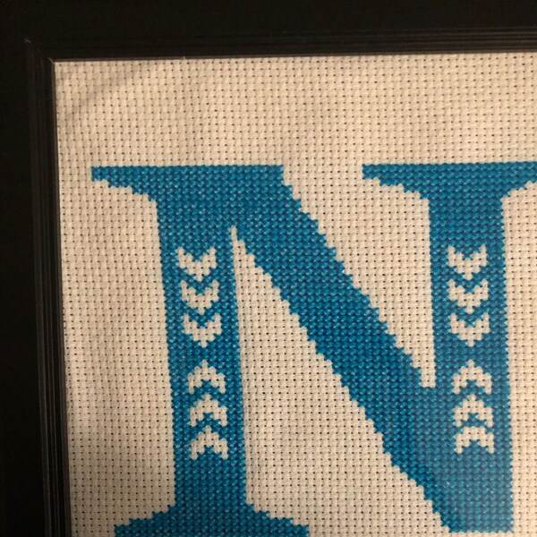 Cross Stitch Letter N Pattern With Chevron Detail, Instant Digital ...