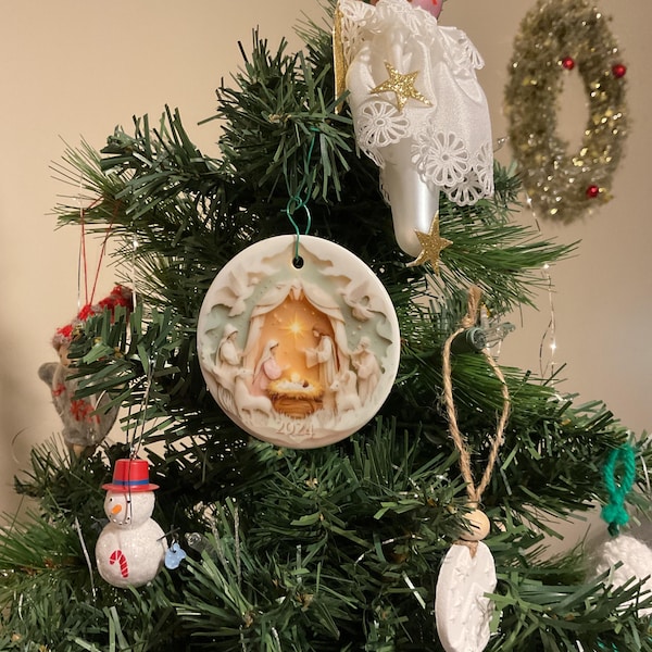 Pastel Nativity Ornament: Holy Family Keepsake, Christmas Decoration - Etsy