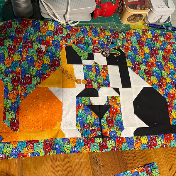 Cat Quilt Block Pattern: Machine Pieced Kitty (PDF Download) - Etsy