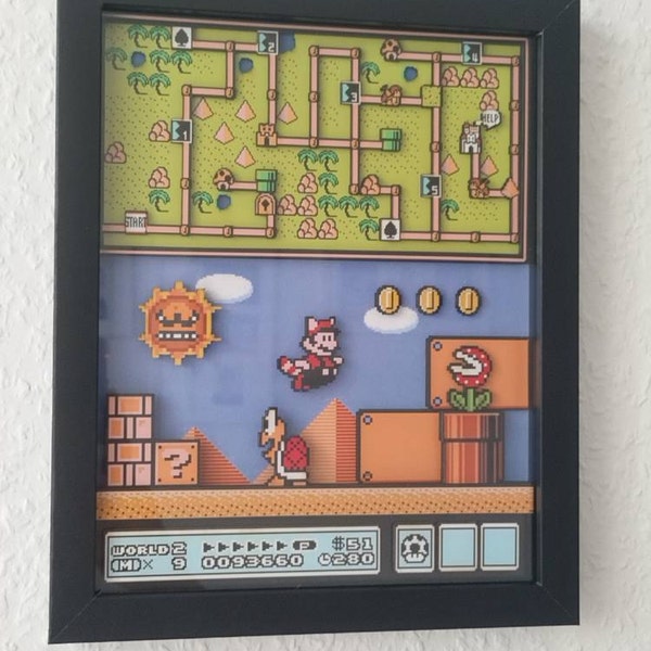 Super Mario Brothers 3 Shadowbox - NES Desert Land! - Etsy Canada