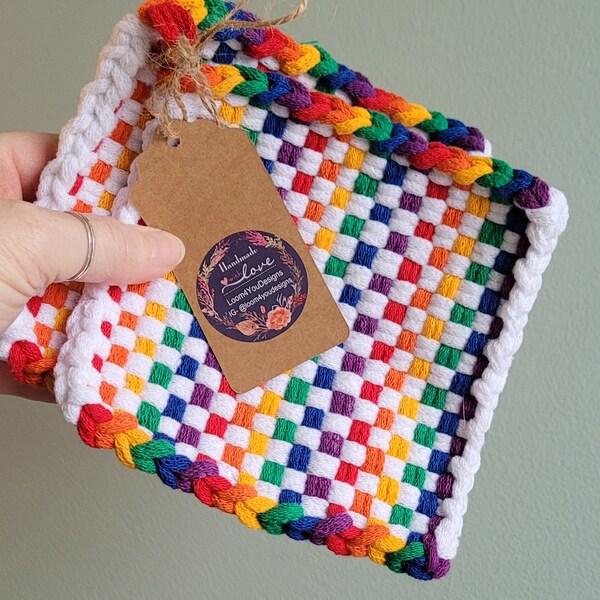 Sweet Willow-2 Piece Set, Handmade 100% Cotton Loom Pot Holders/candle ...