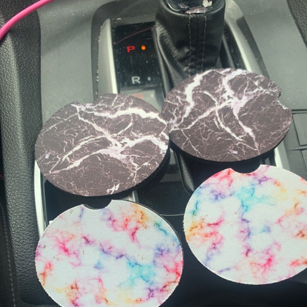 Faux Marble Rubber Car Coasters - Set of 2 | Cup Coaster | Car ...