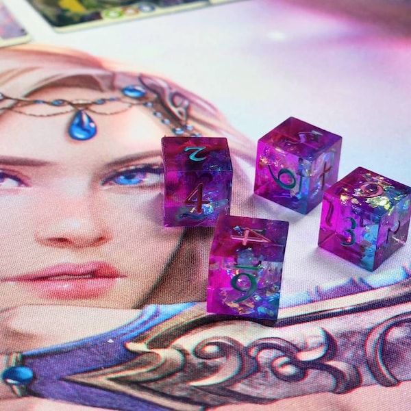 Rusty Spacerocket / Sharp Edge Dnd Dice/ 7pc Polyhedral Dice Set/ Teal ...