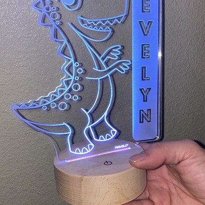 Dinosaur Decor Lamp, Personalized LED Night Light, Nursery Baby Kids ...