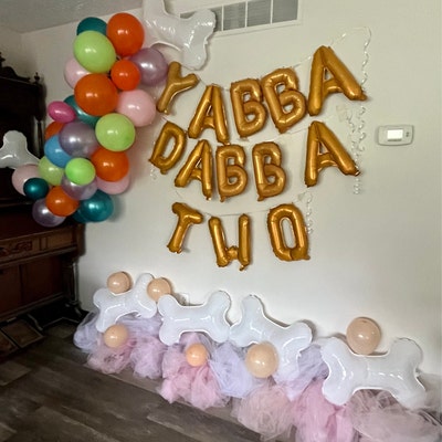Yabba Dabba Two Balloon Banner Flintstones Themed Birthday Party Yabba ...