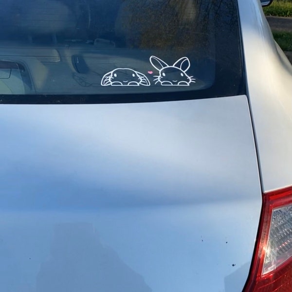 Rabbit Sticker; Peeking Bunny Car Decal, Rabbit Laptop Decal, Bunny ...