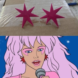 Jem and the Holograms Jem Star Earrings pink or Red Jewelry the Misfits ...