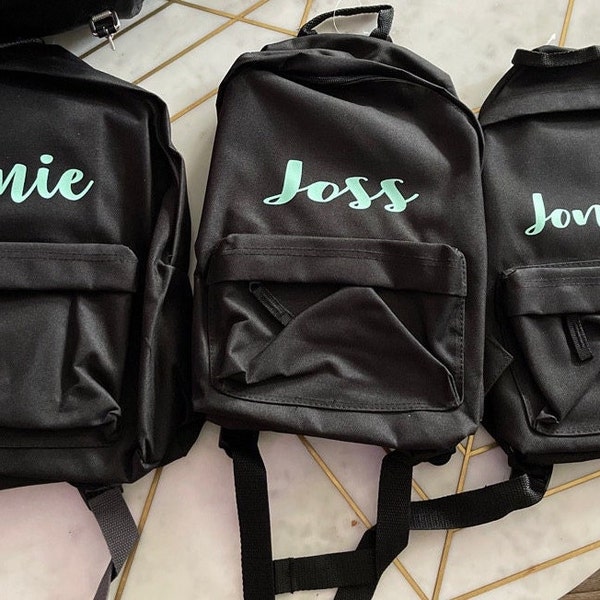 Personalized Backpack Printed With Name - Black - Etsy UK