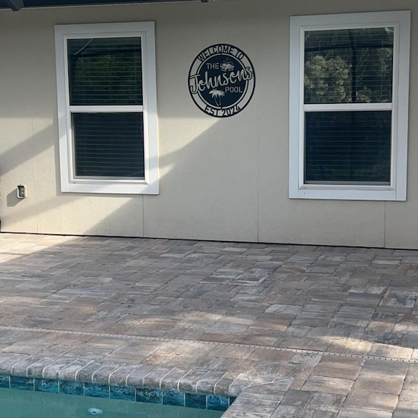 Personalized Metal Poolside Sign, Custom Tropical Pool Sign, Patio ...