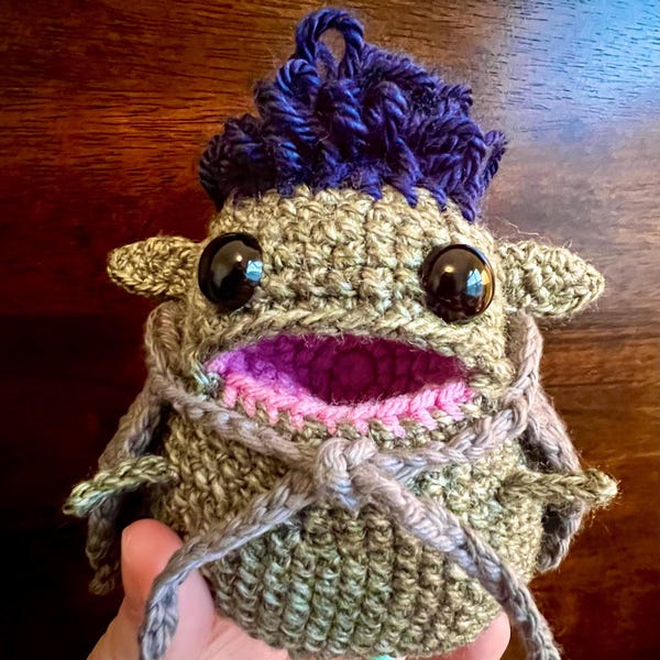 Knork the Goblin, Crochet Plush Goblin With Orange, Small Hat and ...
