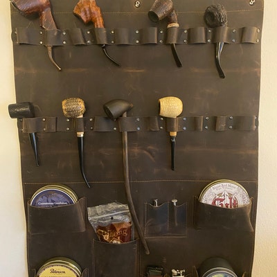 Leather Wall Rack for Holding Tobacco Pipes and Accessories, Wall Pipe ...