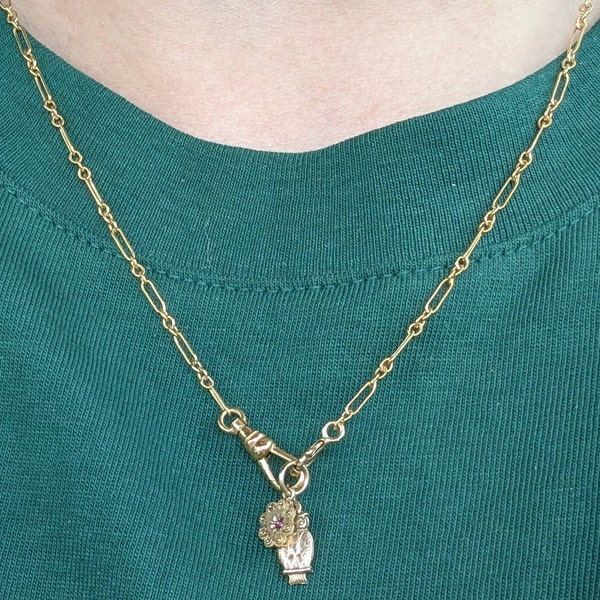 Charm Holder Necklace Watch Chain Albert Necklace Vintage Gold Chain ...