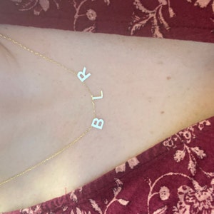 14K Gold Initial Necklace, Family Initial Neklace, Multiple Initial Name Necklace, Custom ...