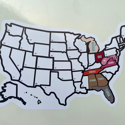 RV State Sticker Travel Map 11 X 17 USA States Visited Decal United ...