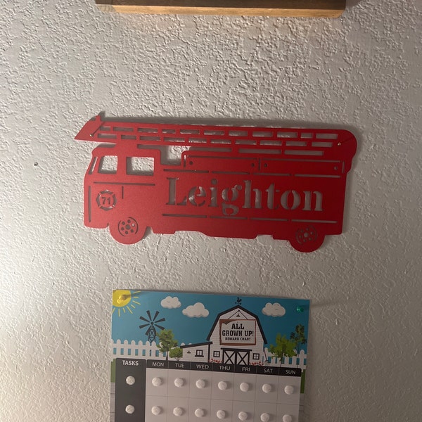 Fire Engine Ladder Truck Monogram, Fireman, Metal Sign, Art, Wall Decor ...