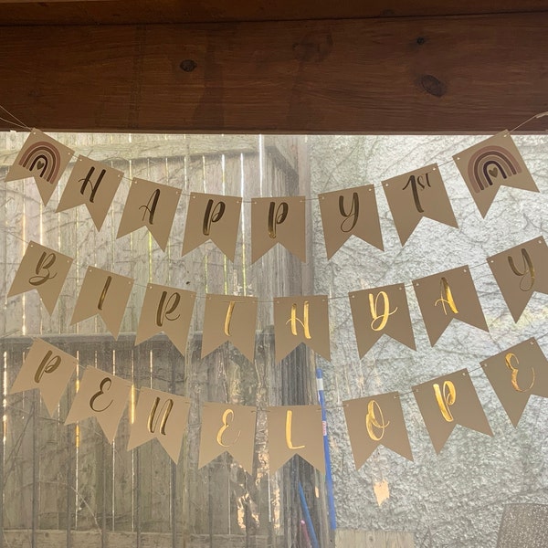 Boho Rainbow Happy Birthday Banner, Boho Rainbow Birthday Party ...