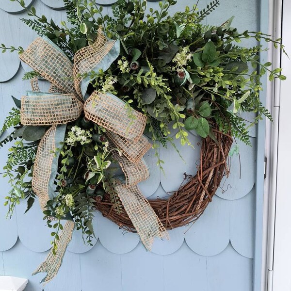Wreath, All Seasons Wreath, Greenery Wreath for Winter, Summer, Spring ...