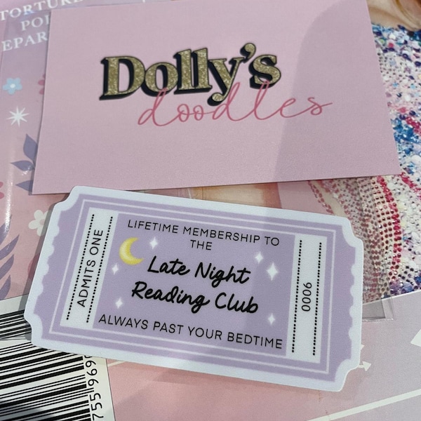 Late Night Reading Club Book Lover Reading Gift Admittance Ticket Matte ...