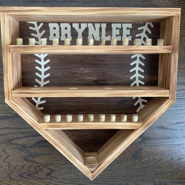 Rustic Baseball and Ring Display - Holds 22 Rings/medals and 11 ...