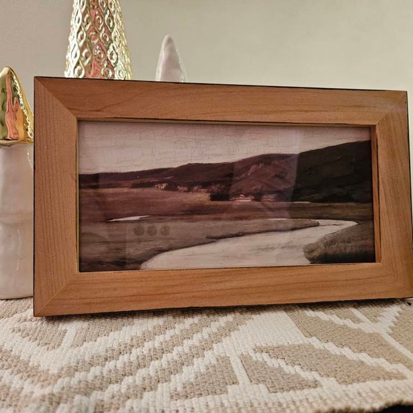 Panoramic Picture Frame in 1x1 Flat Style and Solid Natural Wood Tone ...