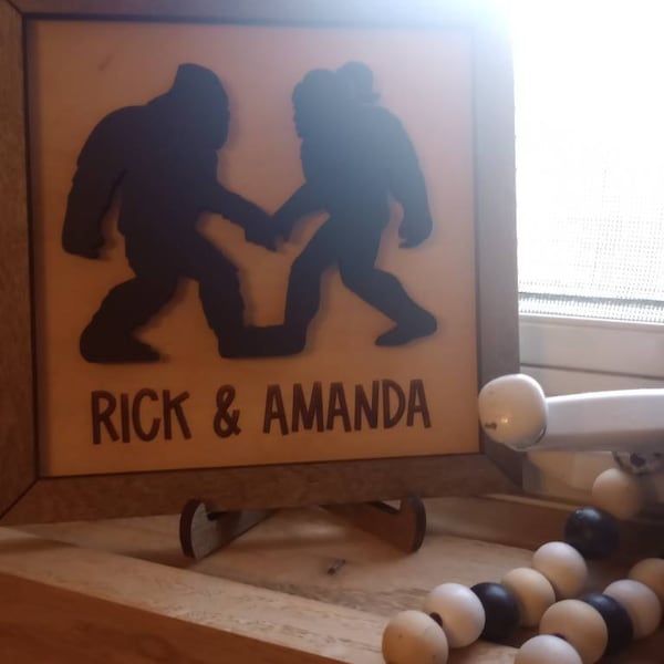 Bigfoot Couples Name Sign, Personalized Home Decor for Bigfoot Lover - Etsy