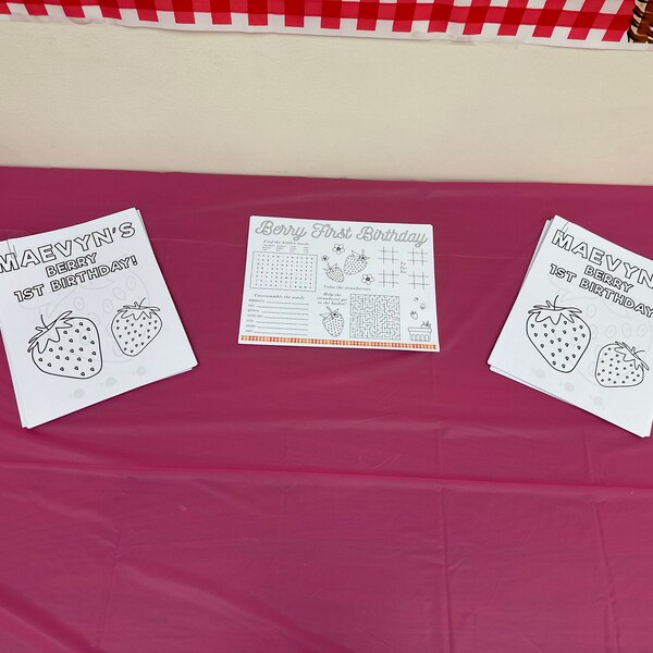 Strawberry Activity Page - Printable Berry Sweet First Birthday Party ...