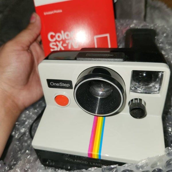 Vintage Polaroid Onestep SX-70 White Rainbow Stripe Instant Film Camera ...